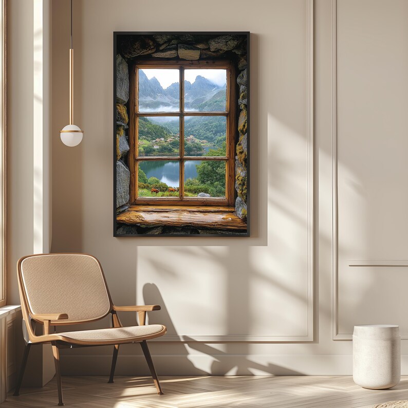World to Open Window Poster, Alpine Escape Wall Art, Mountain Peaks ...