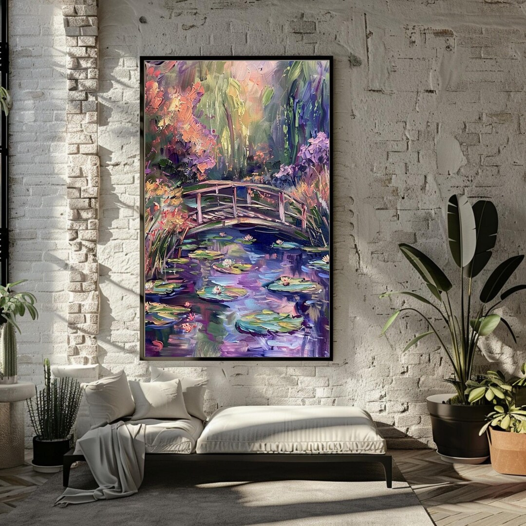 Claude Monet Style Poster,impressionistic Bridge Matte Vertical Poster ...
