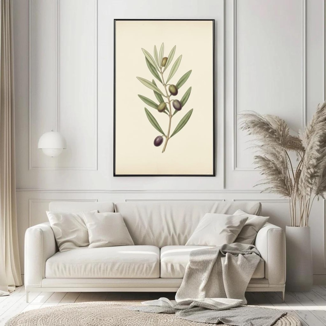 Vintage Botanical Olive Branch Print, Mediterranean Decor - Etsy