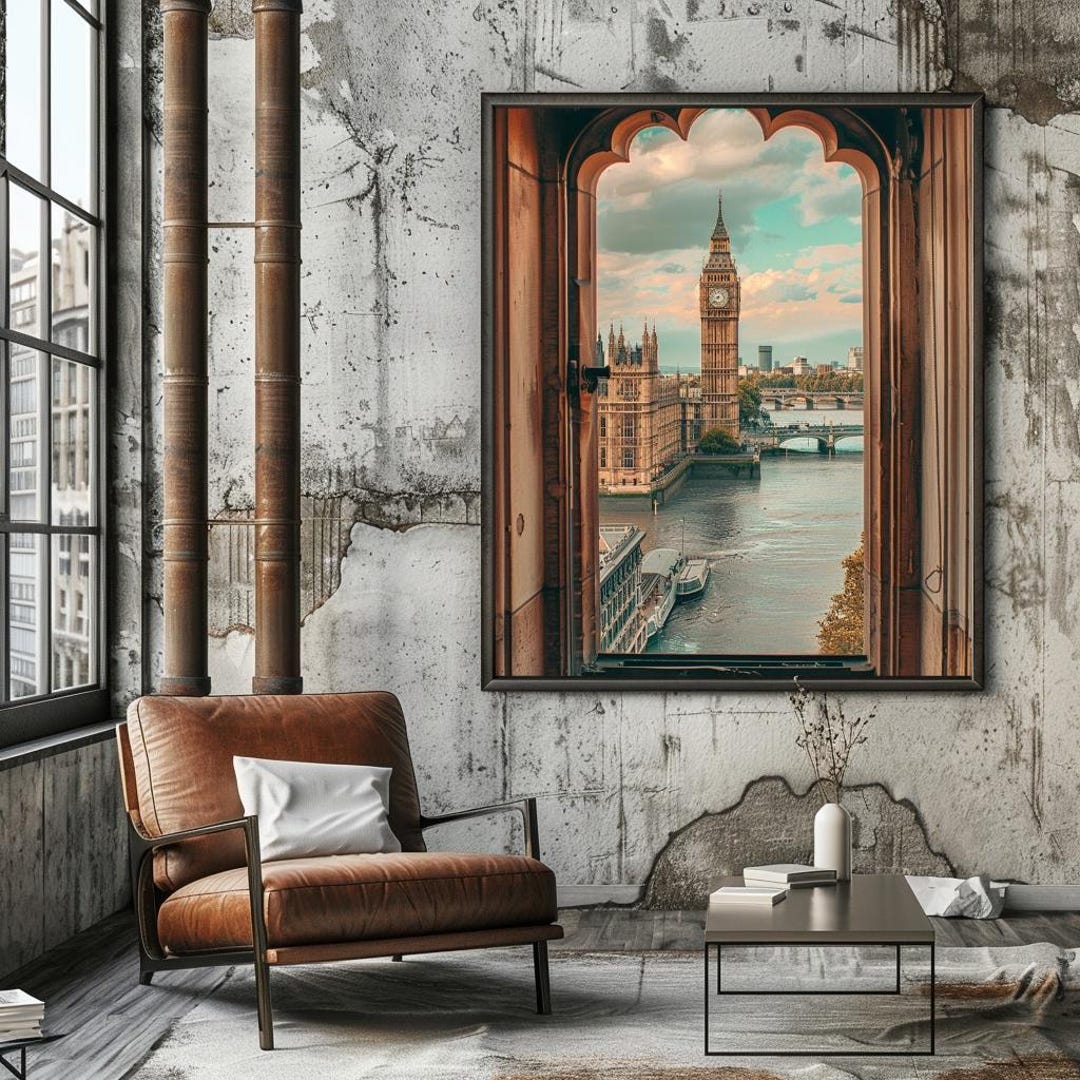 London Skyline Poster – Big Ben, Gothic Window View - Etsy