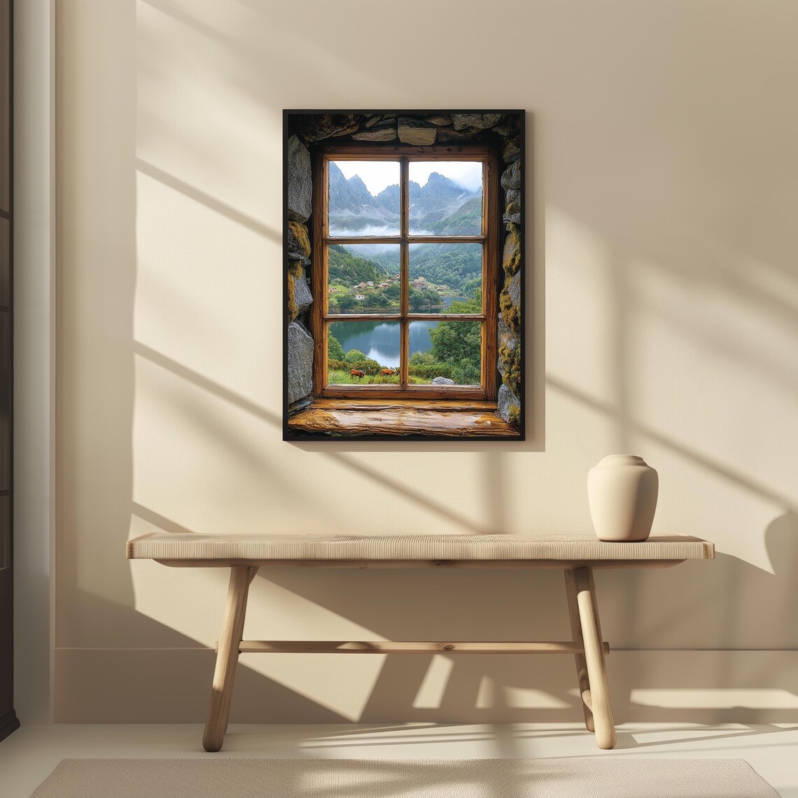 World to Open Window Poster, Alpine Escape Wall Art, Mountain Peaks ...