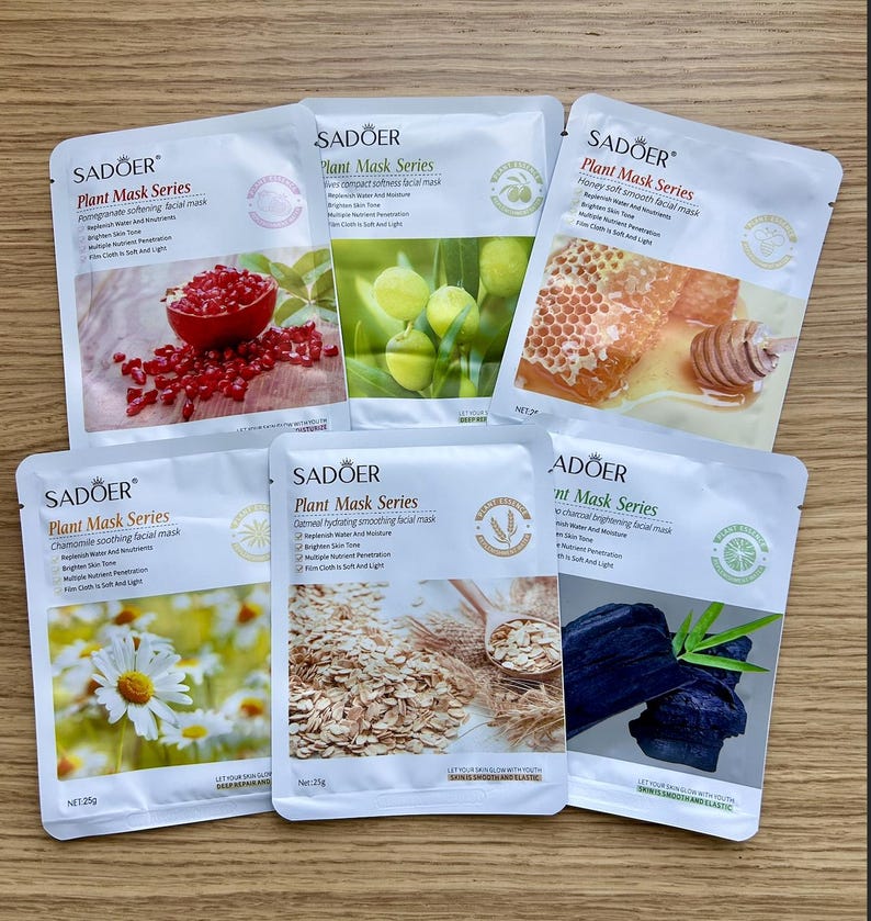 Organic Plant-based Korean Face Mask Set, Sheet Masks for Hydration ...
