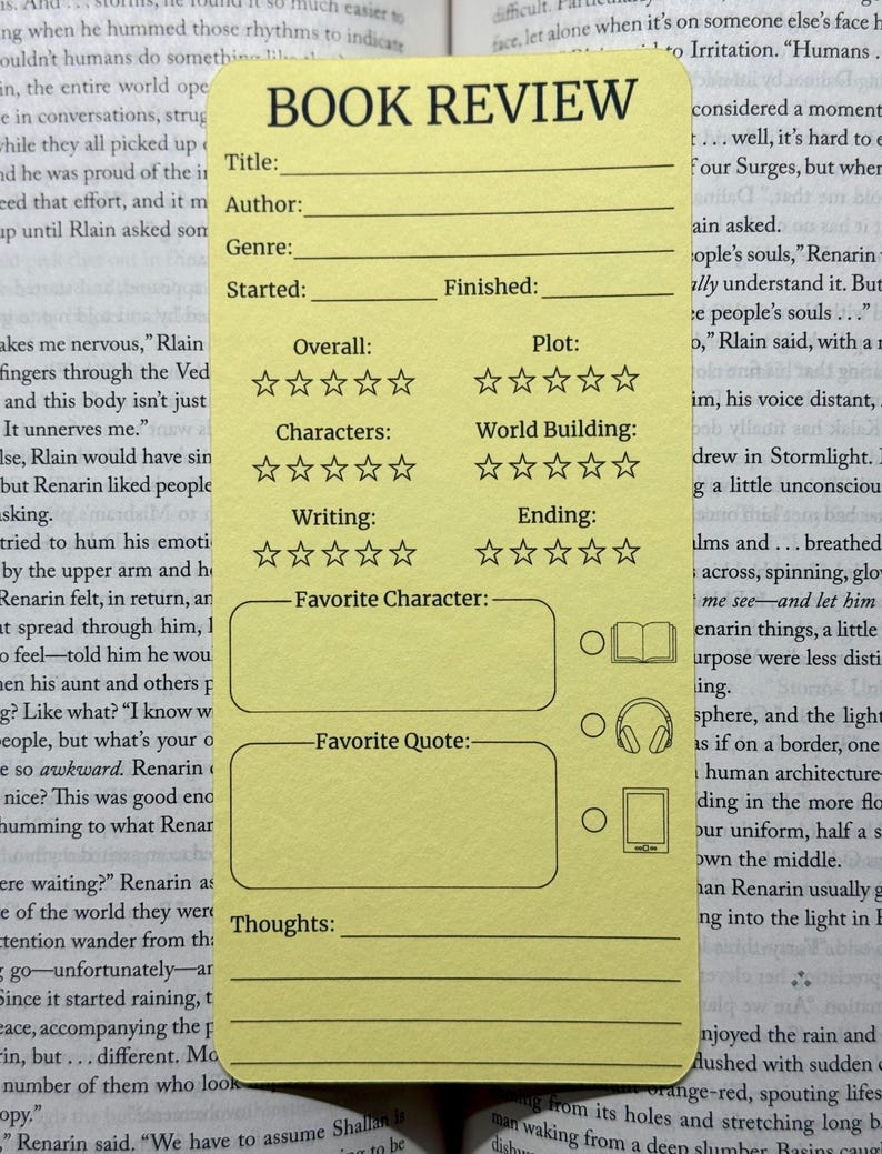 Rainbow Book Review Bookmark | Colorful Inventory for Bookworms - Etsy