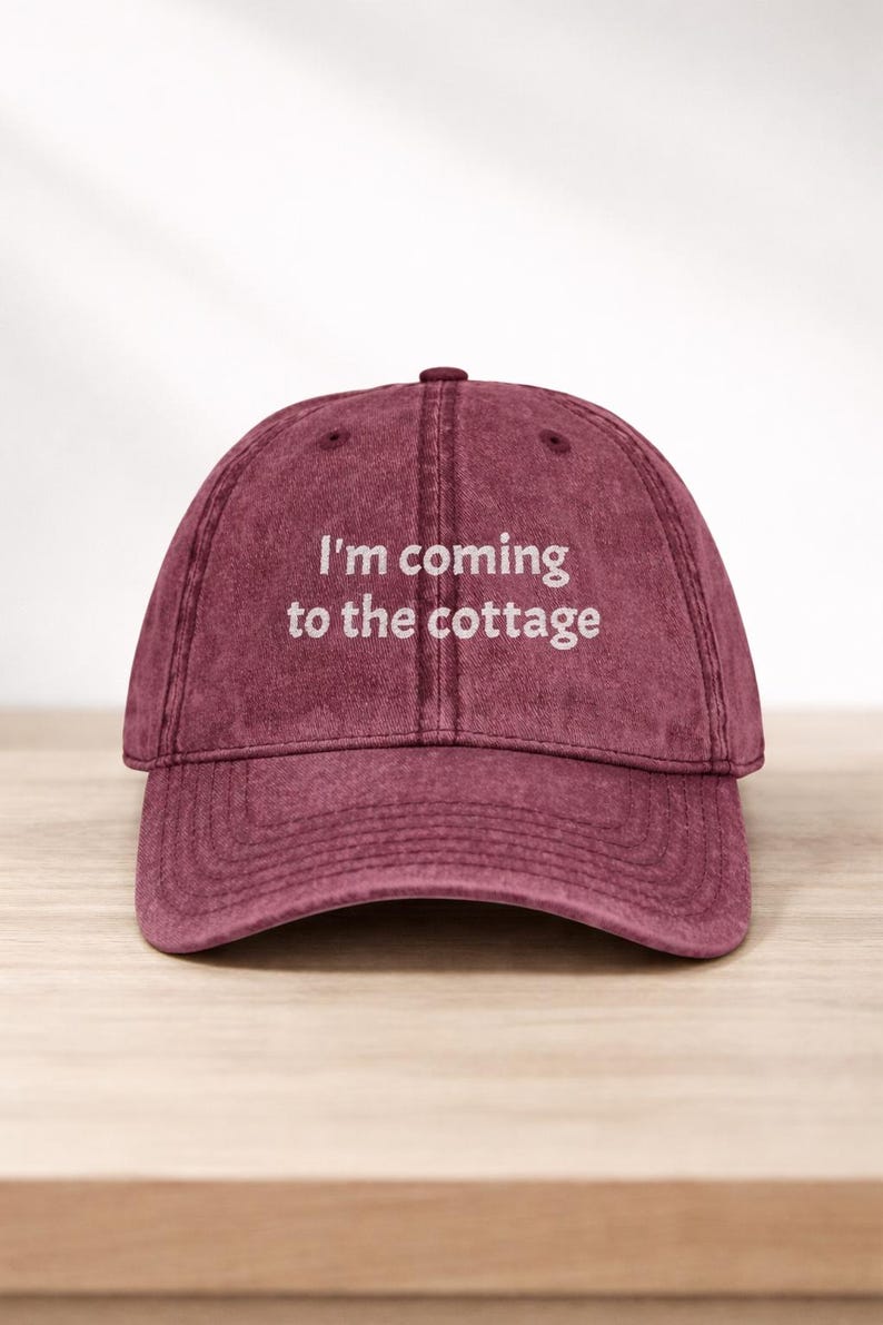 Embroidered Hockey Romance Hat | I'm Coming to the Cottage Baseball Cap ...