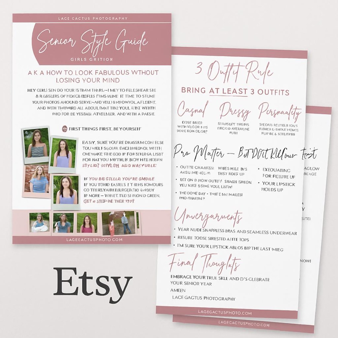 Girls Senior Style Guide | Canva Template for Photographers | Senior ...