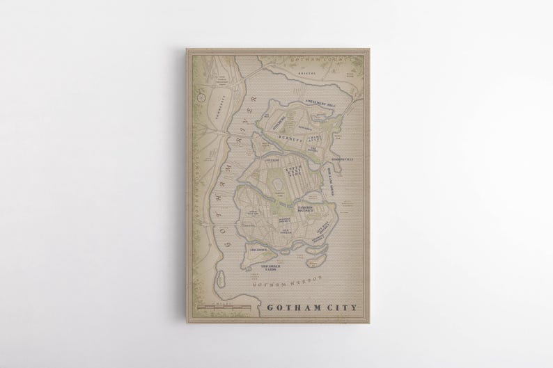 Gotham City Map - Dark Knight City - Canvas or Poster Formats - Etsy