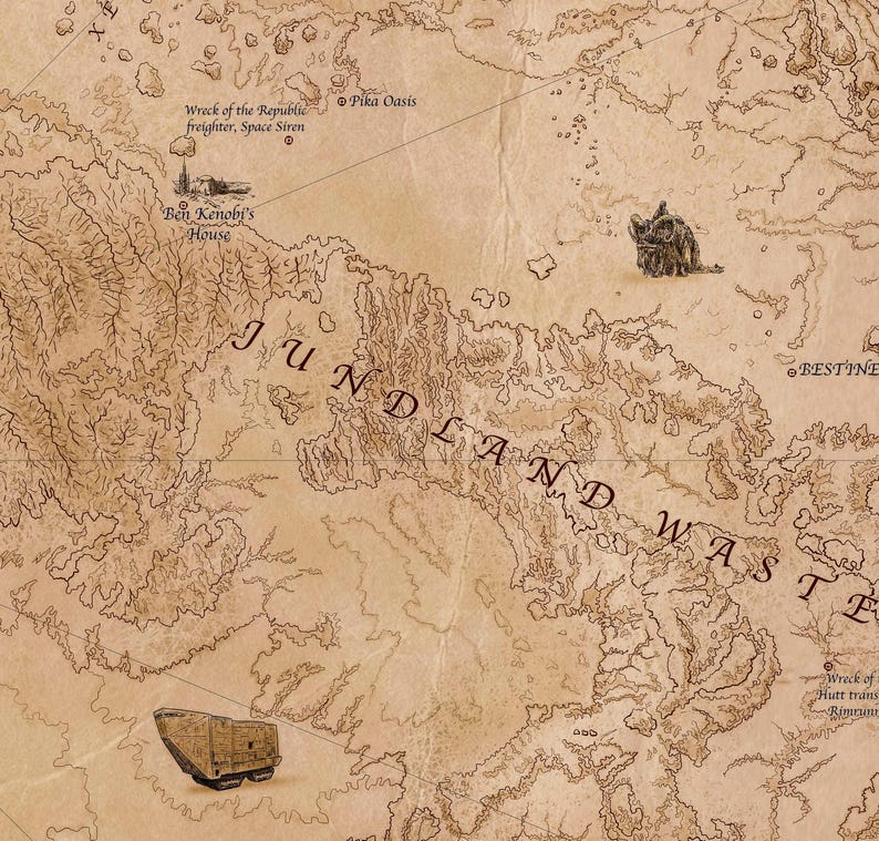 Tatooine Star Wars Map - Canvas or Poster Artwork - Etsy