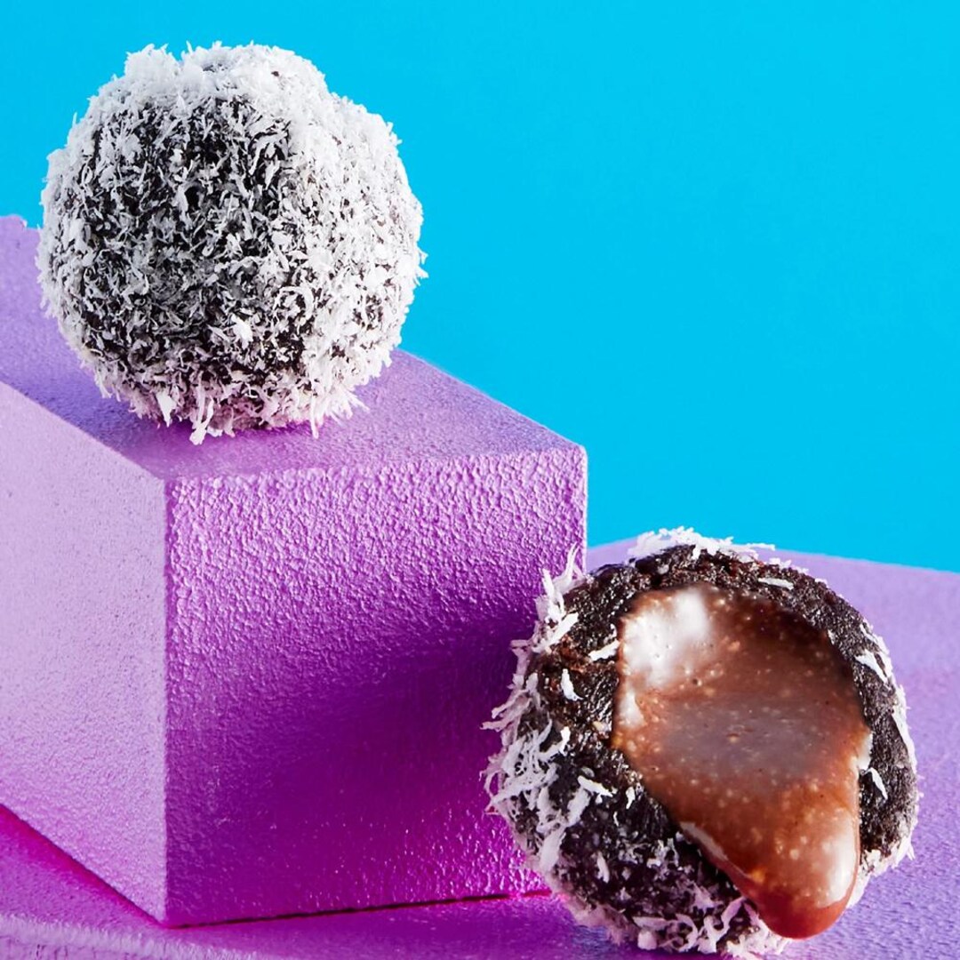Cocoa Date Balls – Coconut Coated – Hazelnut Cream Filled – Vegan ...