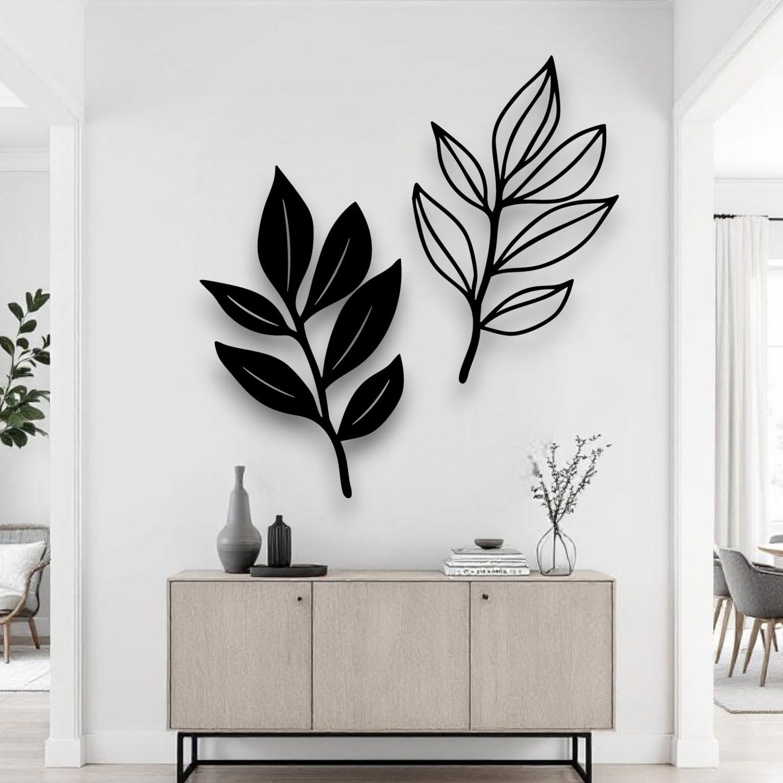 Leaf Metal Wall Art, Minimalist Leaf Wall Decor, Modern Home Wall Art ...