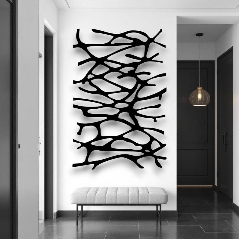 Modern Organic Wall Art – Abstract Tree-inspired Black Metal Decor ...