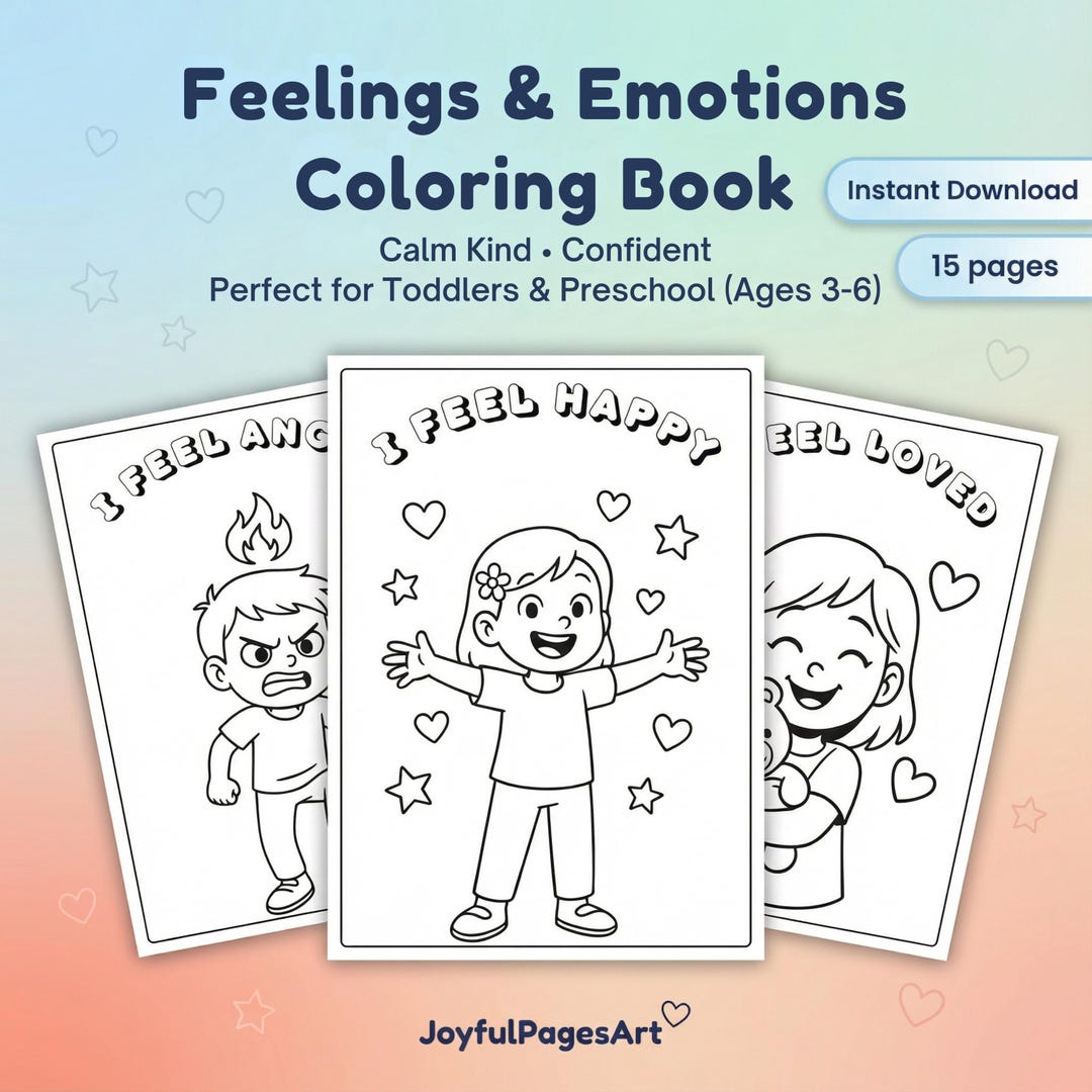 Feelings Coloring Pages Printable PDF | Emotions + Simple Captions ...