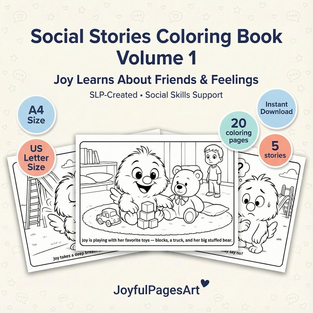 Social Stories Coloring Pages Printable PDF | Autism Social Skills ...