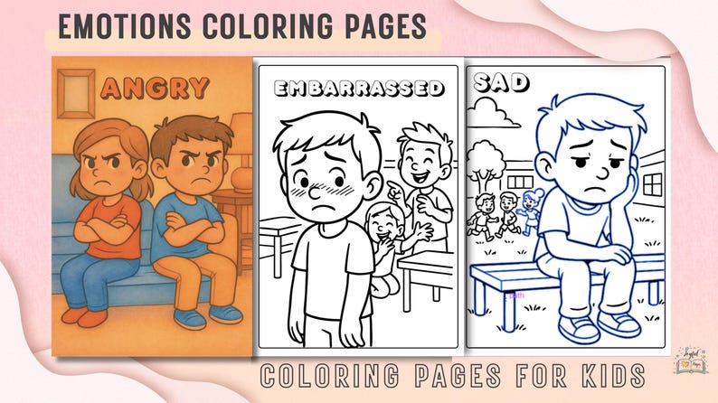 Real-life Emotions Coloring Book for Kids – Printable Social Emotional ...