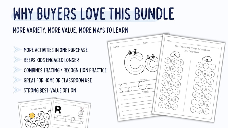 Alphabet Worksheets Bundle A-Z, 2 Workbooks 156 Pages, Tracing, Mazes ...