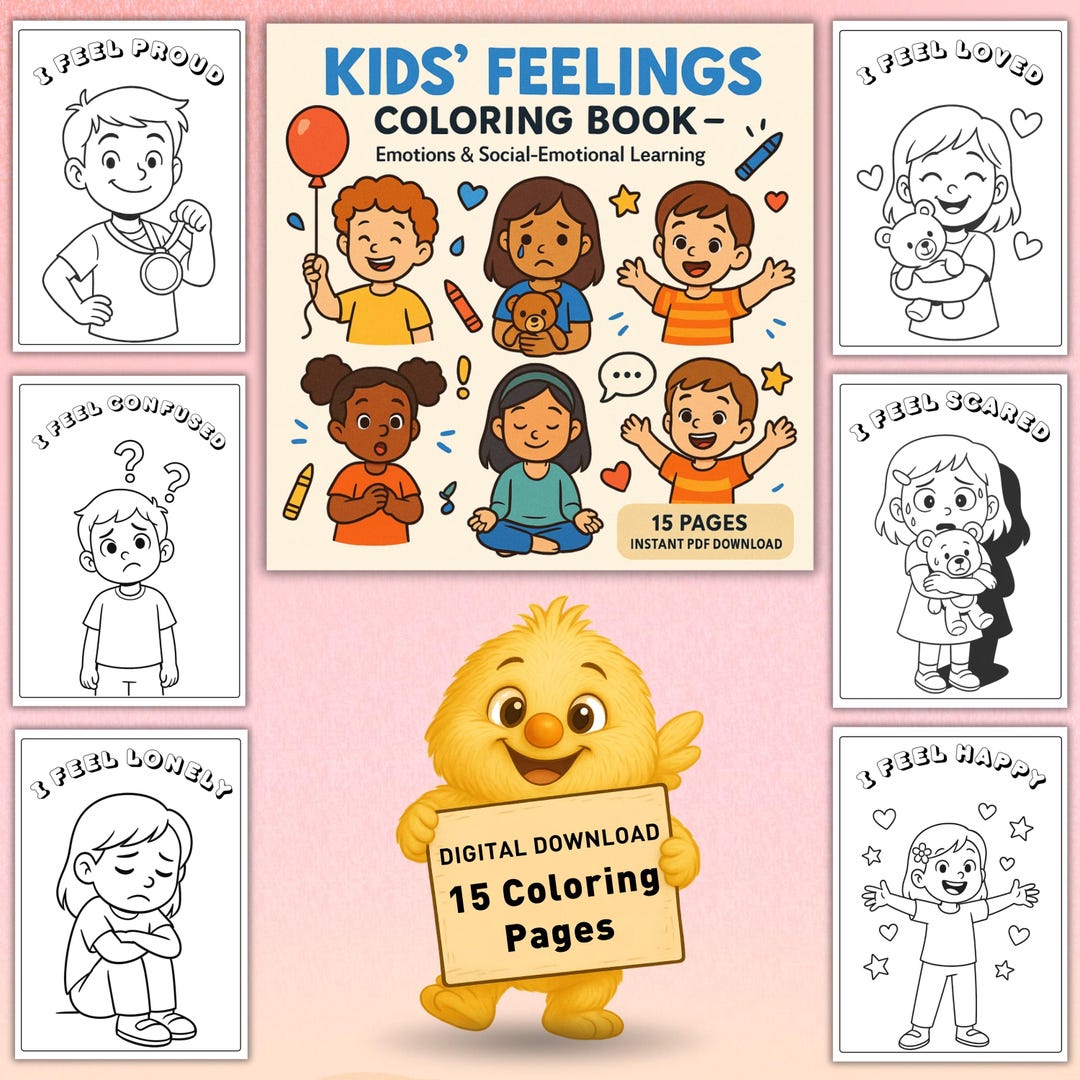 Feelings Coloring Book for Kids: Emotional Awareness Activity (PDF ...