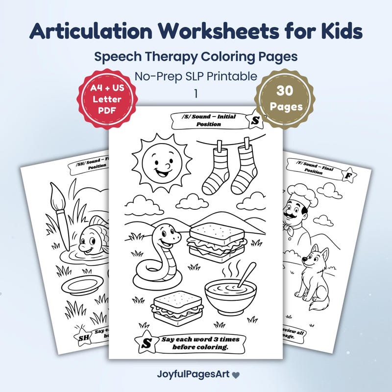 Speech Therapy Coloring Pages - Etsy