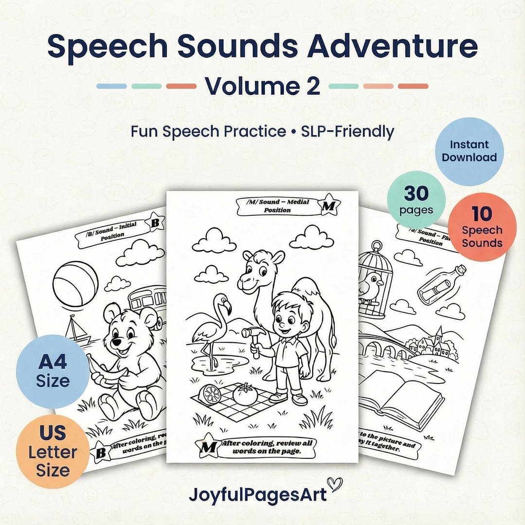 Speech Therapy Coloring Pages Vol 2 Printable PDF | Early Sounds ...