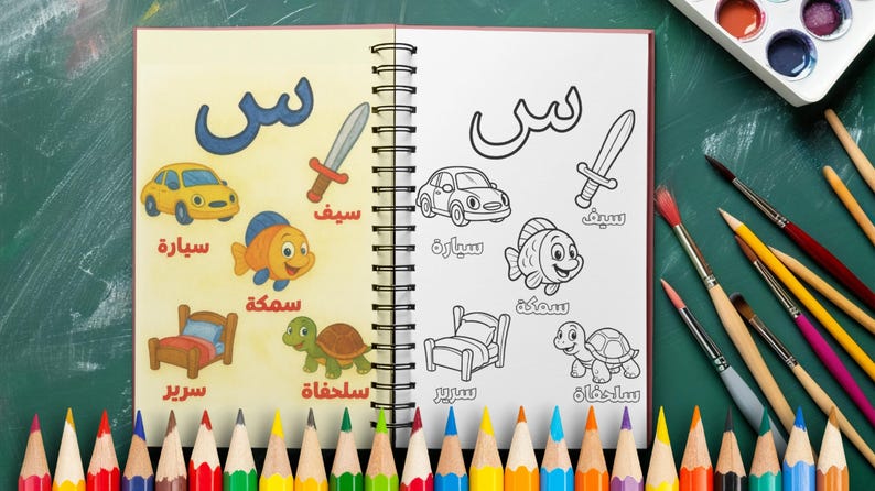 Arabic Alphabet Coloring Pages 28 Letters, Learn Arabic Kids ...