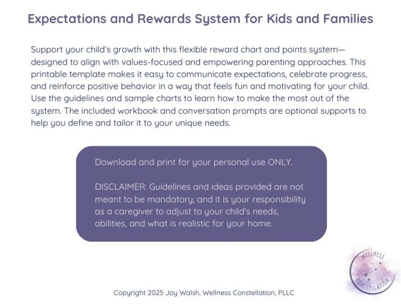 Printable Kids Expectation & Rewards Chart | Includes Usage Guide ...