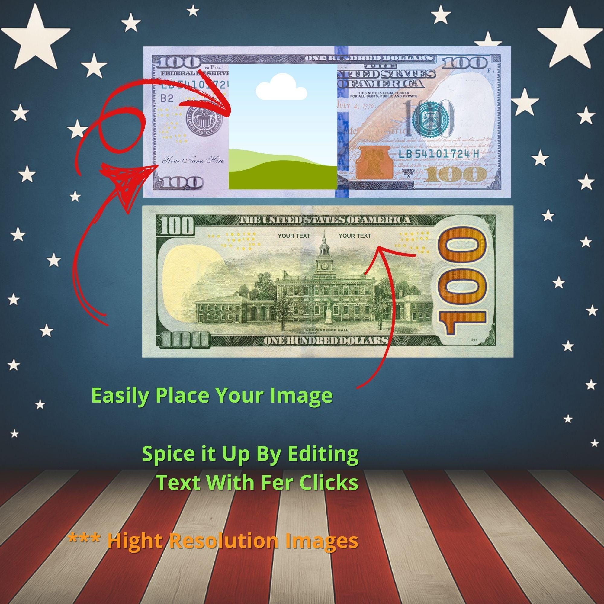 Personalized Dollar Bill Template, Picture on Dollar, Custom Dollar ...