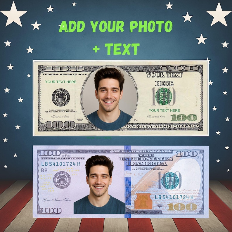 Personalized Dollar Bill Template, Picture on Dollar, Custom Dollar ...