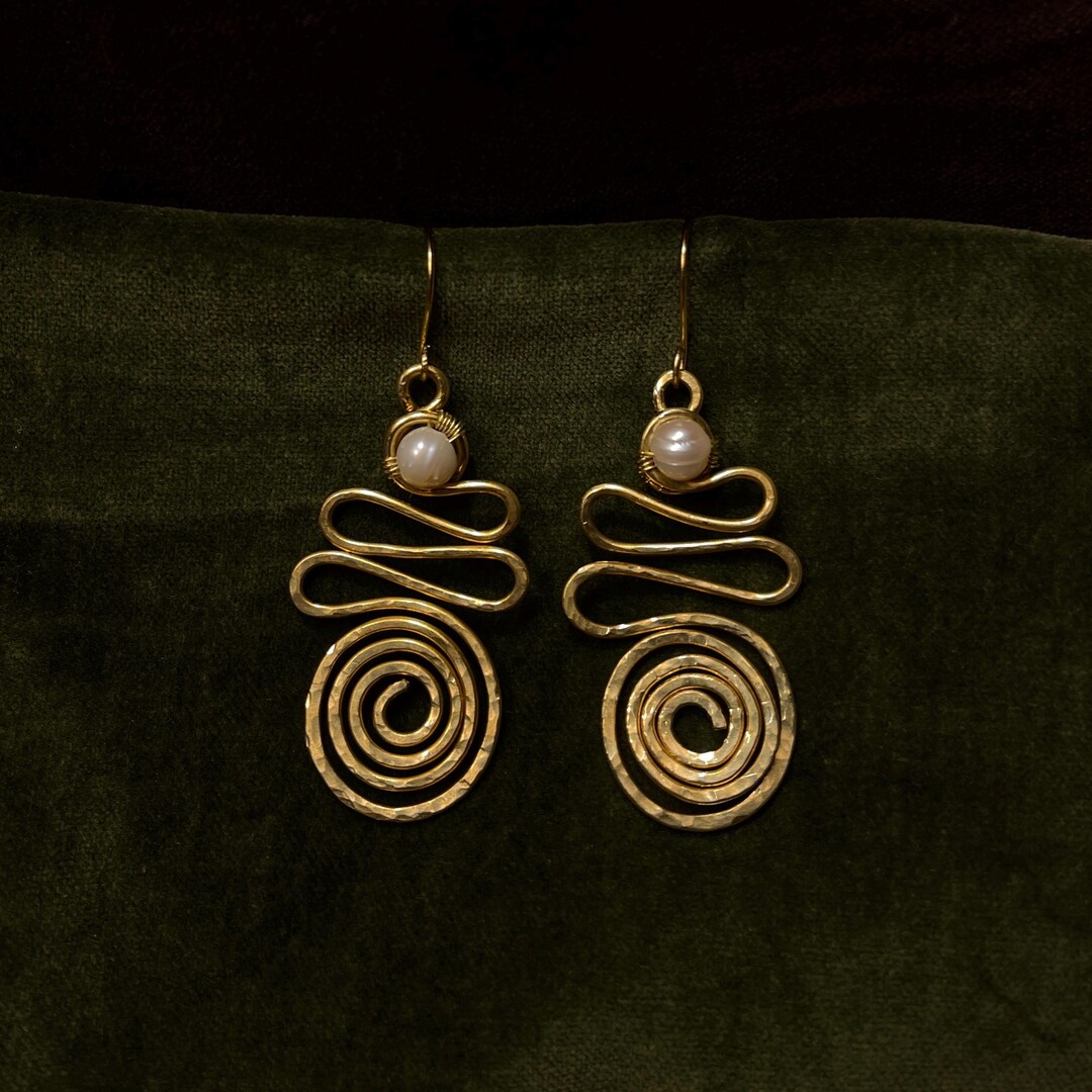 Unalome Earrings With Pearls - Etsy