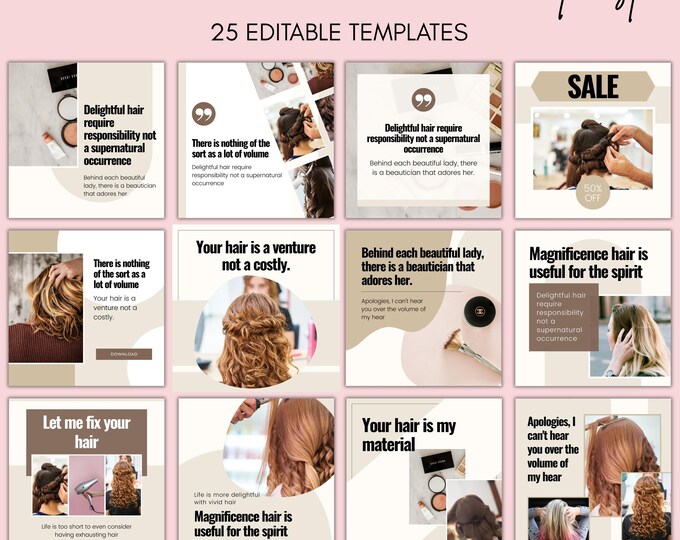 Hair Stylist Instagram Post Template | Hair Beauty Salon Social Media ...