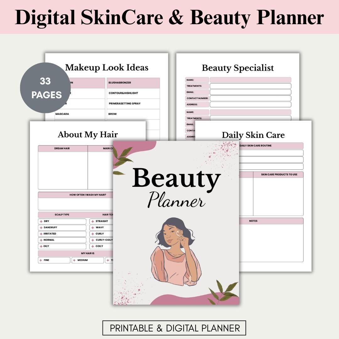 Skincare Planner Beauty Routine Planner Printable Skin Care Planner ...