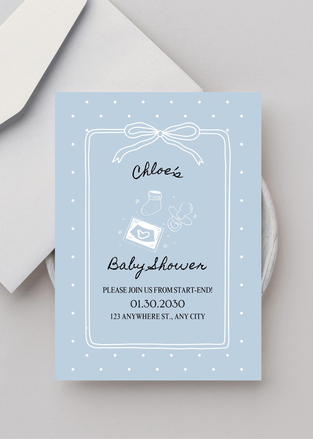 Blue Polka Dot Party Invitation Template | Petitepostco - Etsy