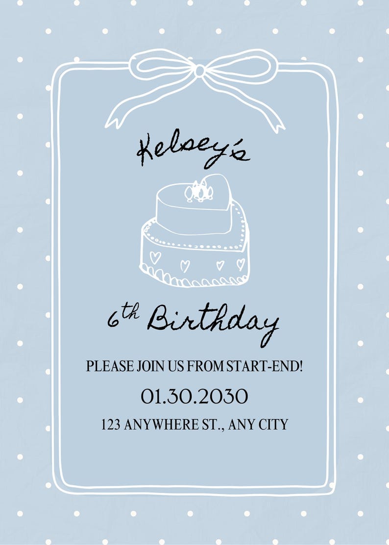 Blue Polka Dot Party Invitation Template | Petitepostco - Etsy