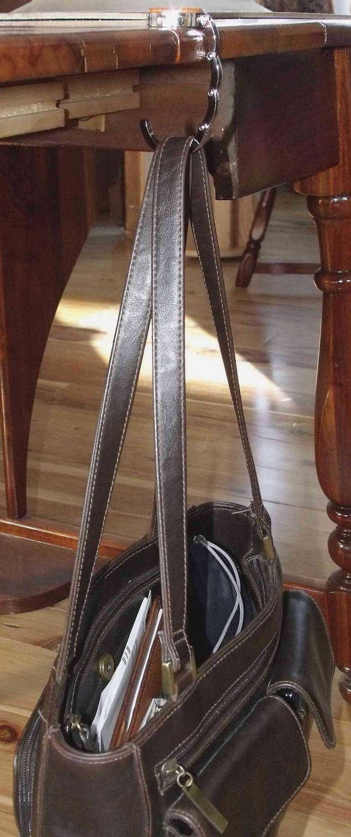 Collapsible Purse Hook Dragon Shield Tan and Gold - Etsy