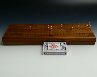 Walnut 2-player Cribbage Board W/abalone Inlays, Metal Playing Pieces ...