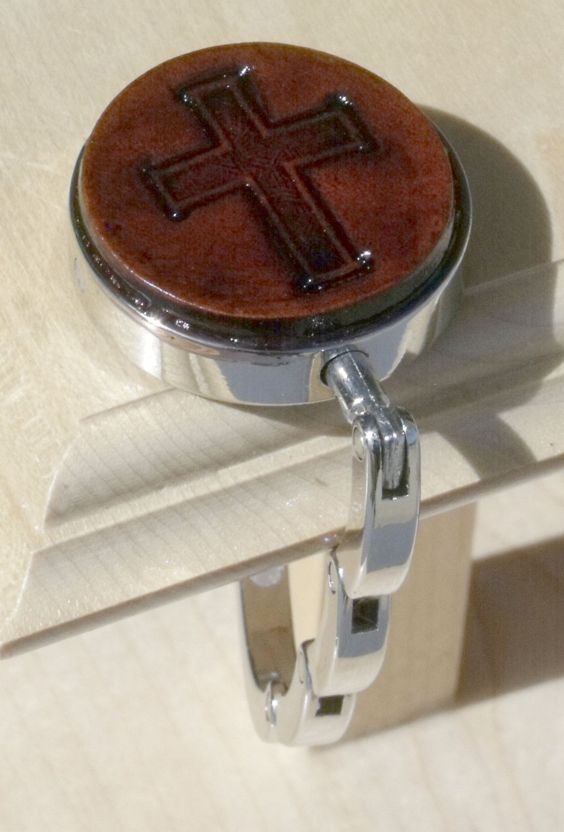 Collapsible Purse Hook Cross Dark Leather | Etsy