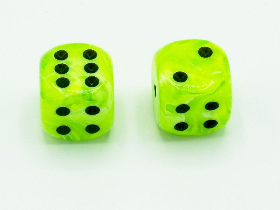 16mm D6 Vortex Bright Green Dice With Black Pips - Pair of 2 - Etsy