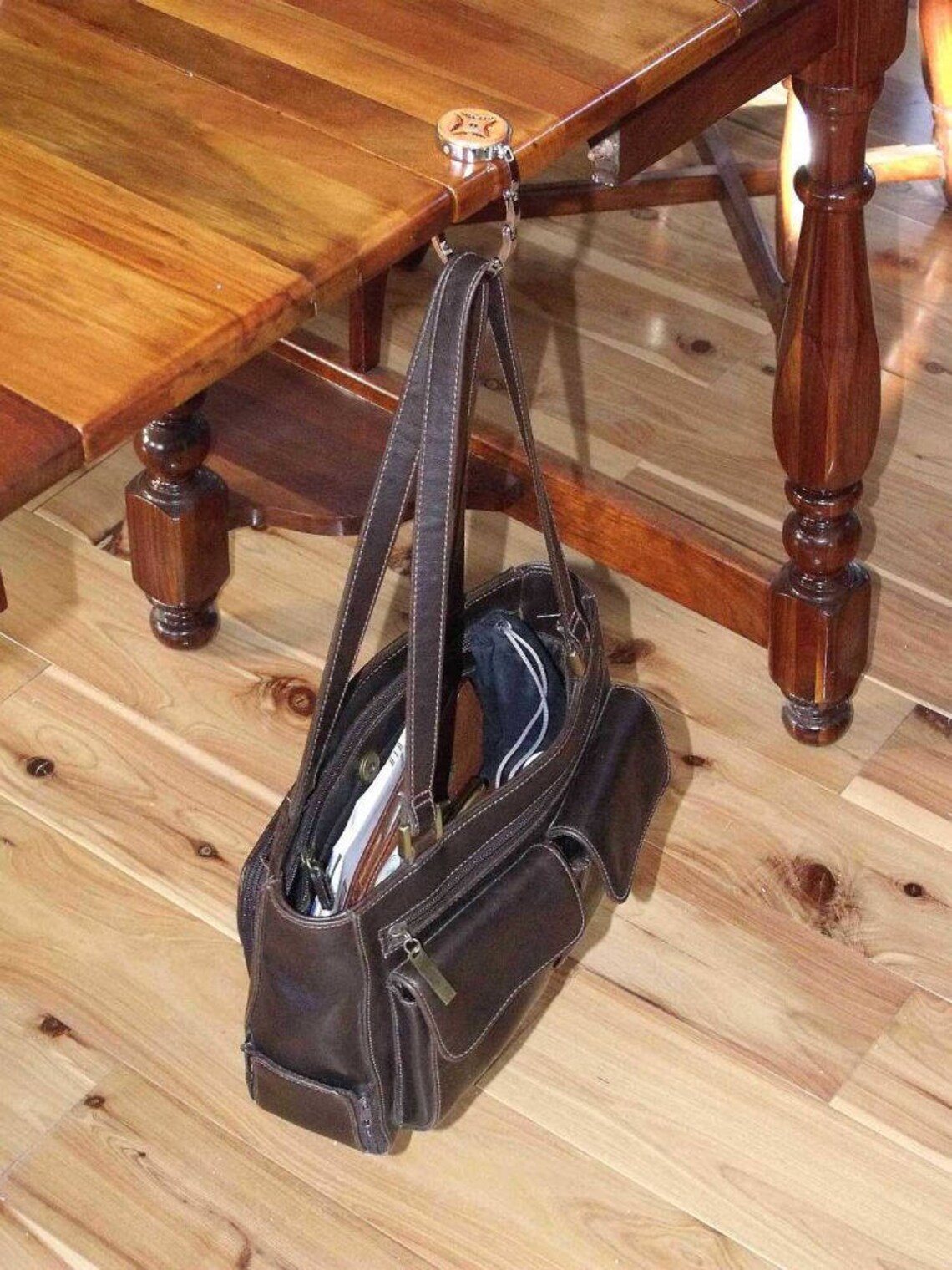 Collapsible Purse Hook Dragon Shield Tan and Gold - Etsy