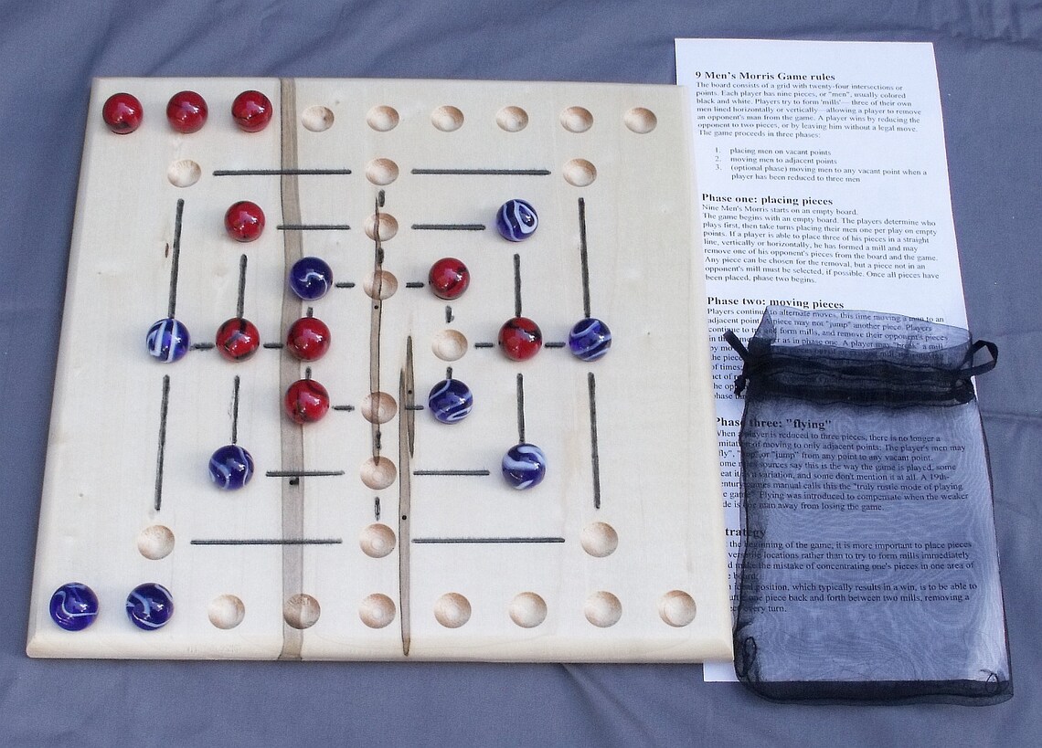 Nine Man Morris Game Ambrosia/wormy Maple - Etsy