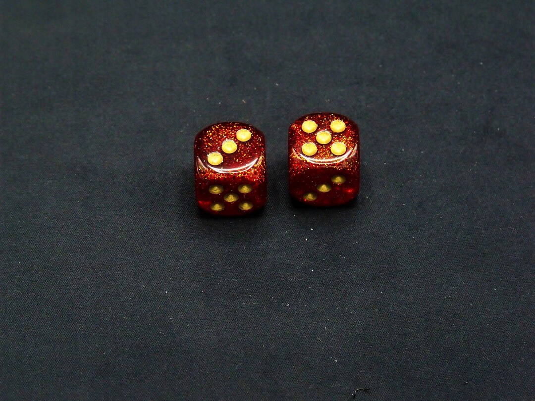 16mm D6 Glitter Ruby Red Dice With Gold Pips - Pair of 2 - Etsy