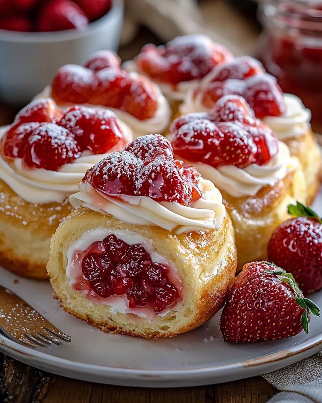 Strawberry Cheesecake Sweet Rolls Recipe | Easy Homemade Dessert ...