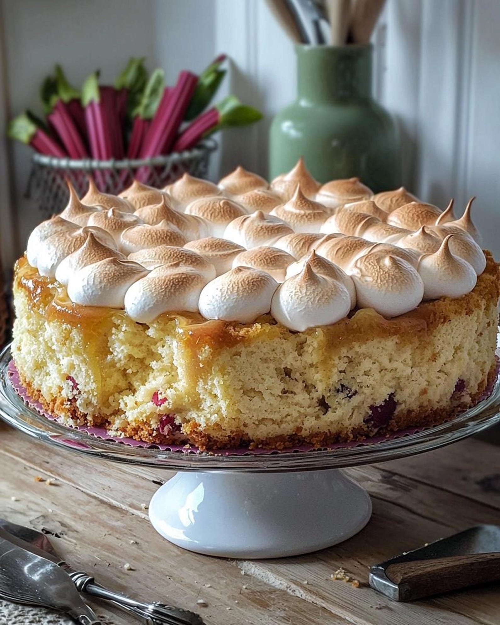 Rhubarb Meringue Cake Recipe | English & German (PDF Download) - Etsy