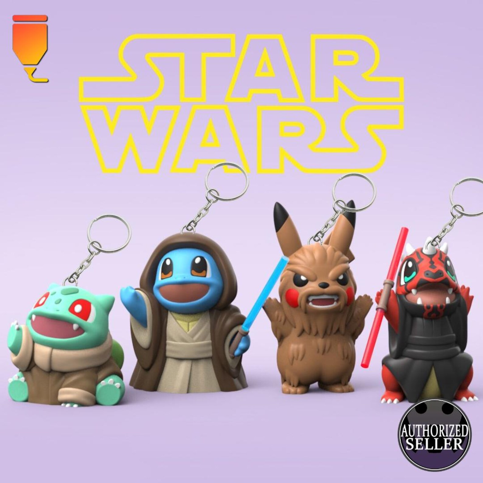 3D Printed Pokémon Star Wars Keychain Set • Pikachu, Charmander ...