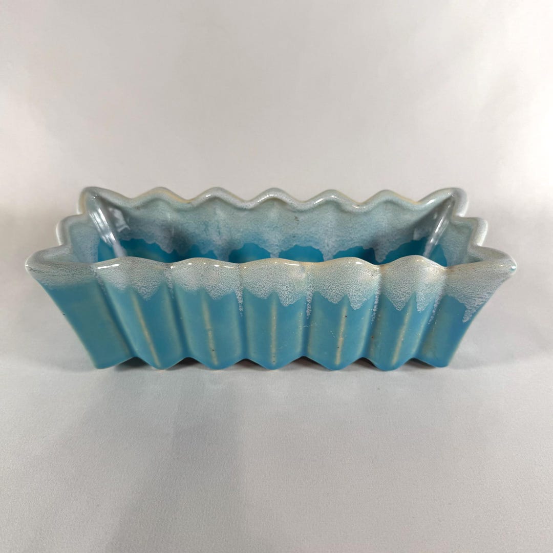 Vintage Mccoy Footed Planter, Rectangle Turquoise/aqua With Icicle/drip ...