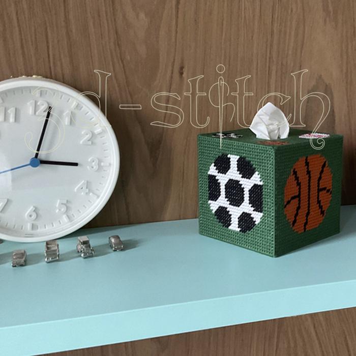 3D Tissue Box Sport Plastic Canvas Pattern: Kids' DIY 3D Embroidery ...