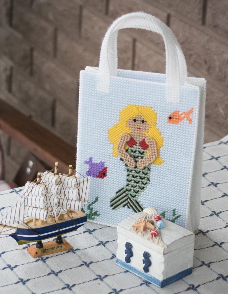 Mermaid Plastic Canvas Bag PDF Pattern: Kid-friendly 3D Cross Stitch - Etsy