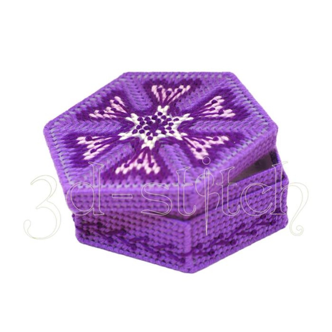 Purple 3D Tissue Cover Box Plastic Canvas Pattern: Sewing Organizer ...
