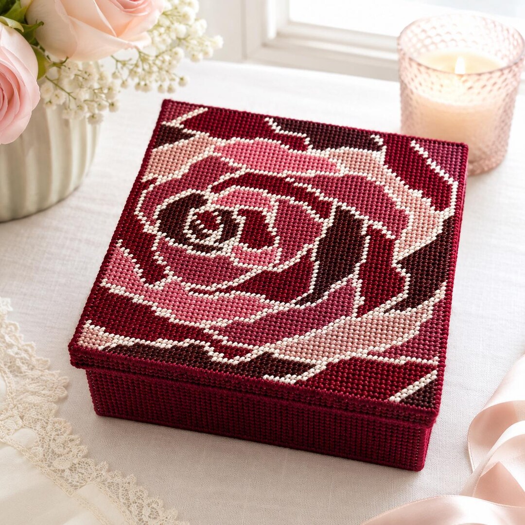 3d Box Plastic Canvas Embroidery Pattern Pdf, 3D Cross Stitch PDF ...