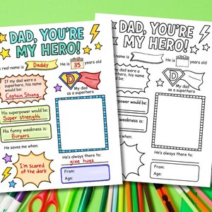 Dad You're My Hero / Printable Father's Day PDF /all About My Dad Fill ...