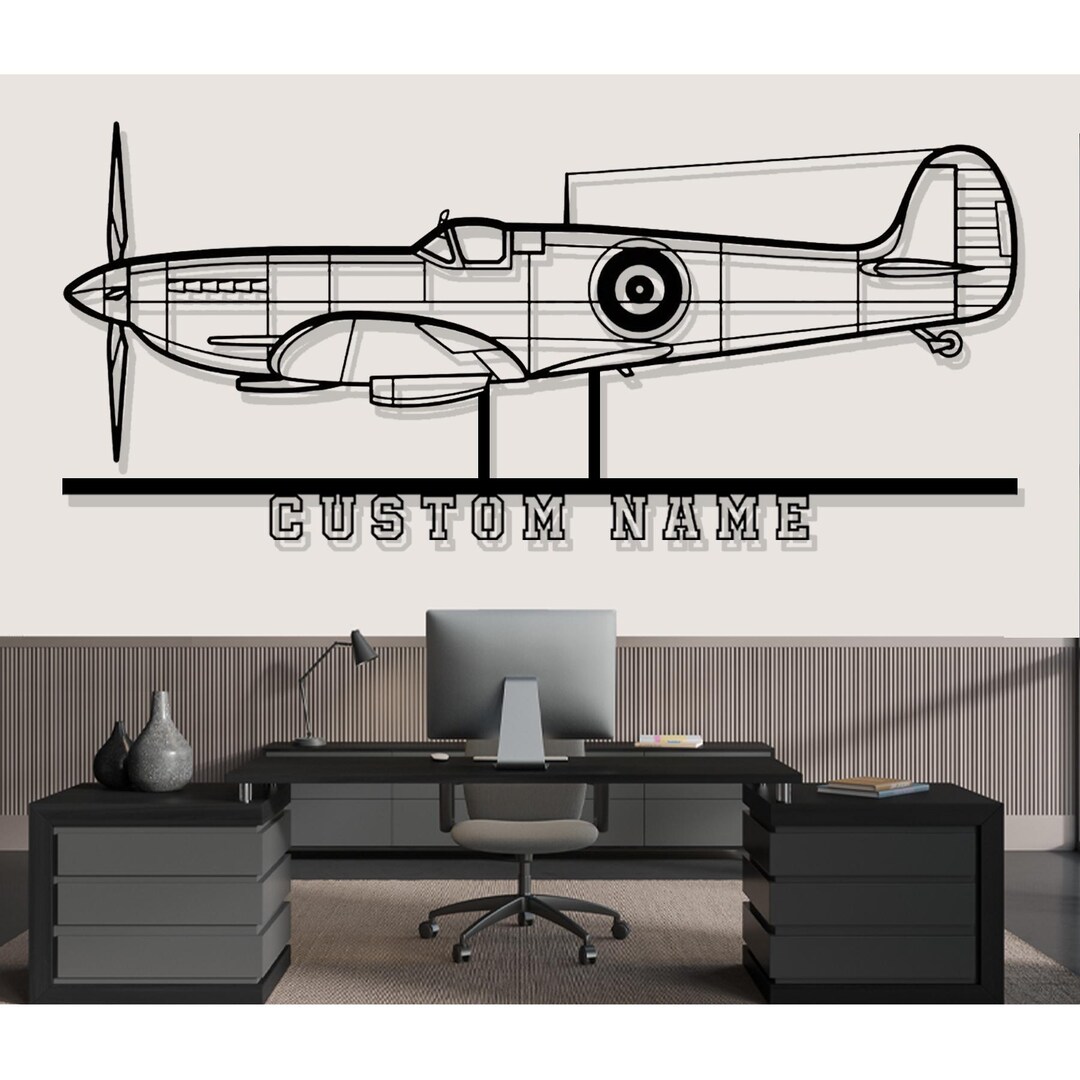 Supermarine Spitfire Mk 9 Airplane Silhouette Metal Wall Art, Custom ...