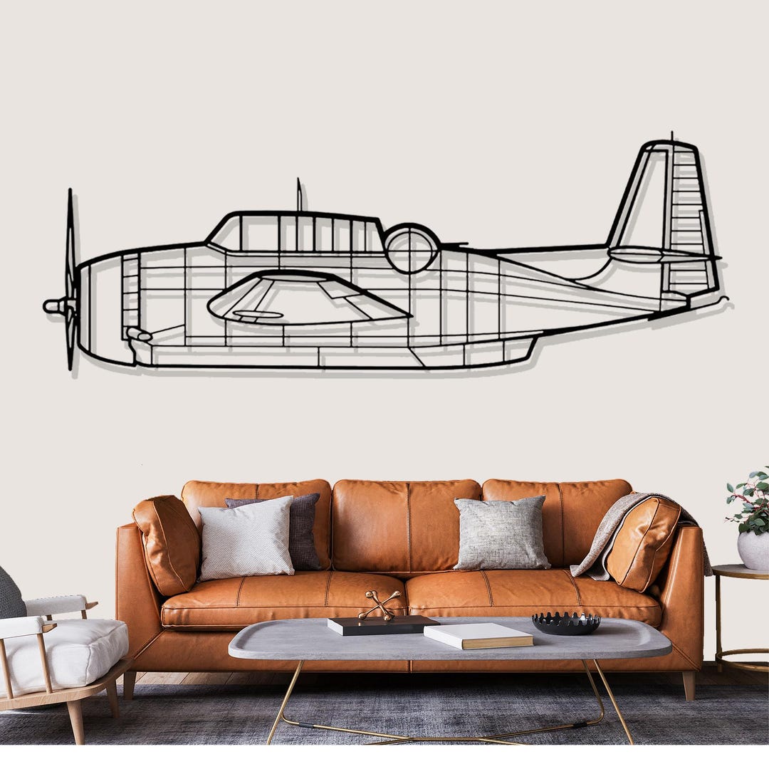 Grumman TBM 3N Avenger Airplane Metal Wall Art, Airplane Silhouette ...