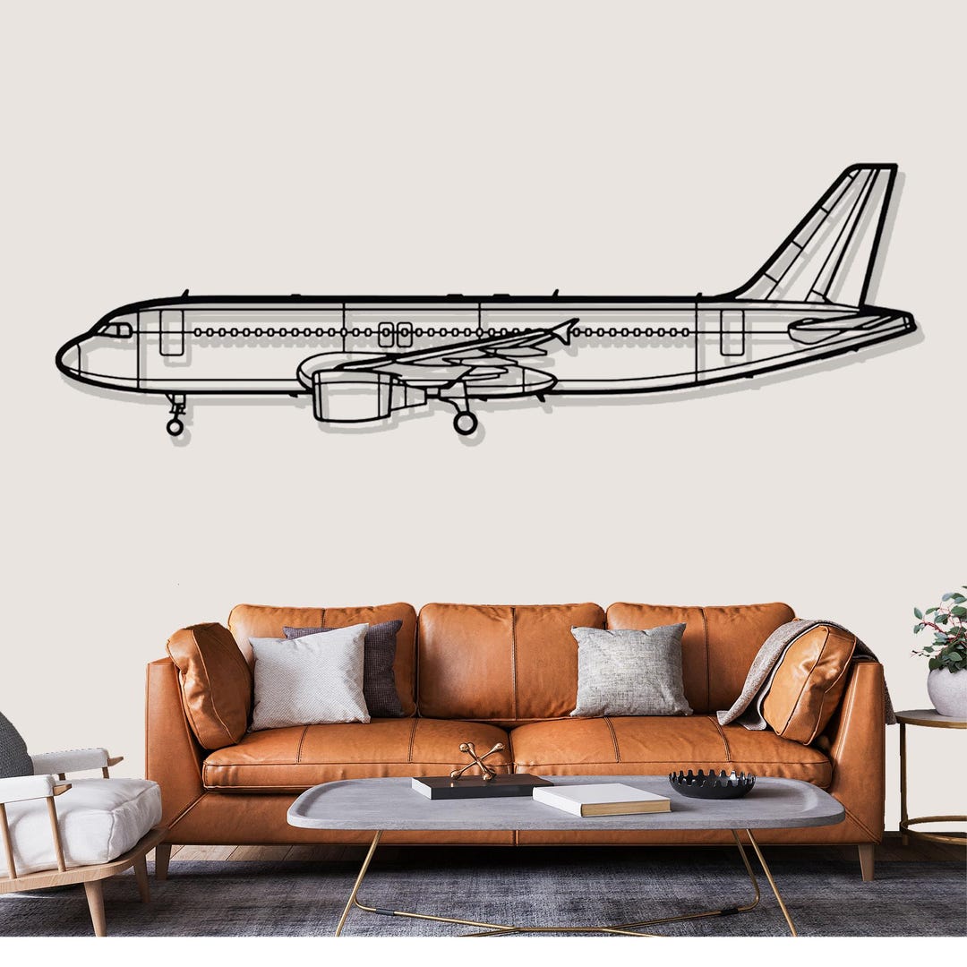 Airbus A320 Airplane Metal Wall Art, Airplane Silhouette Wall Decor ...