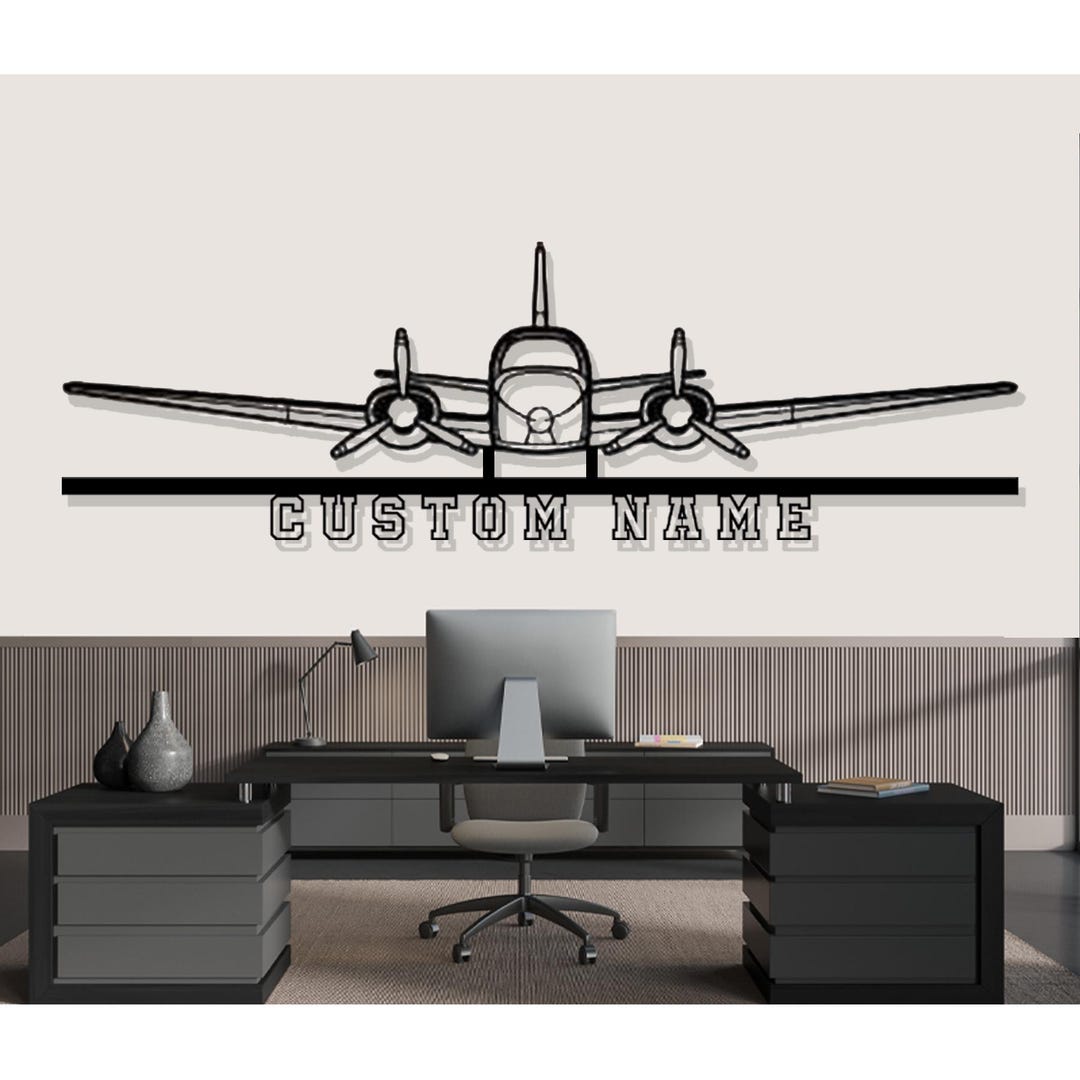 Beechcraft C50 Twin Bonanza Excalibur Airplane Silhouette Metal Wall ...